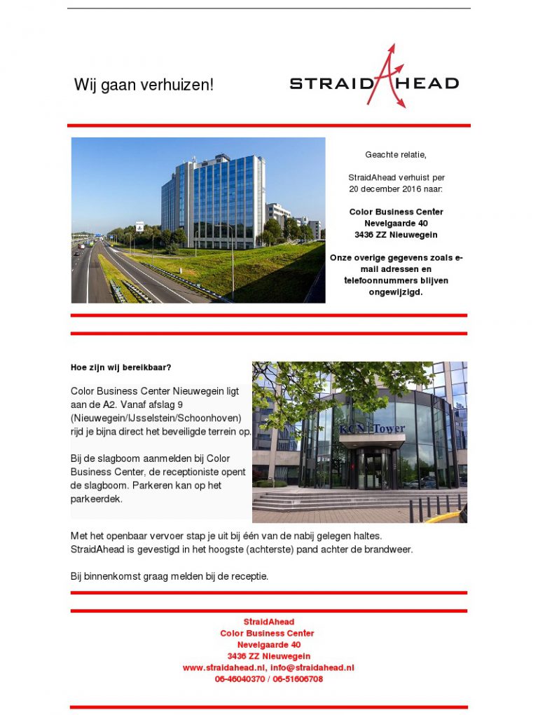 verhuisbericht – StraidAhead B.V.